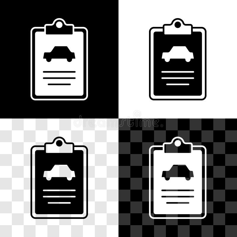 Set Car Inspection Icon Isolated on Black and White, Transparent ...