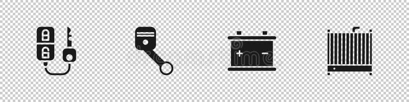 Set Car Key with Remote, Engine Piston, Battery and Radiator Cooling ...