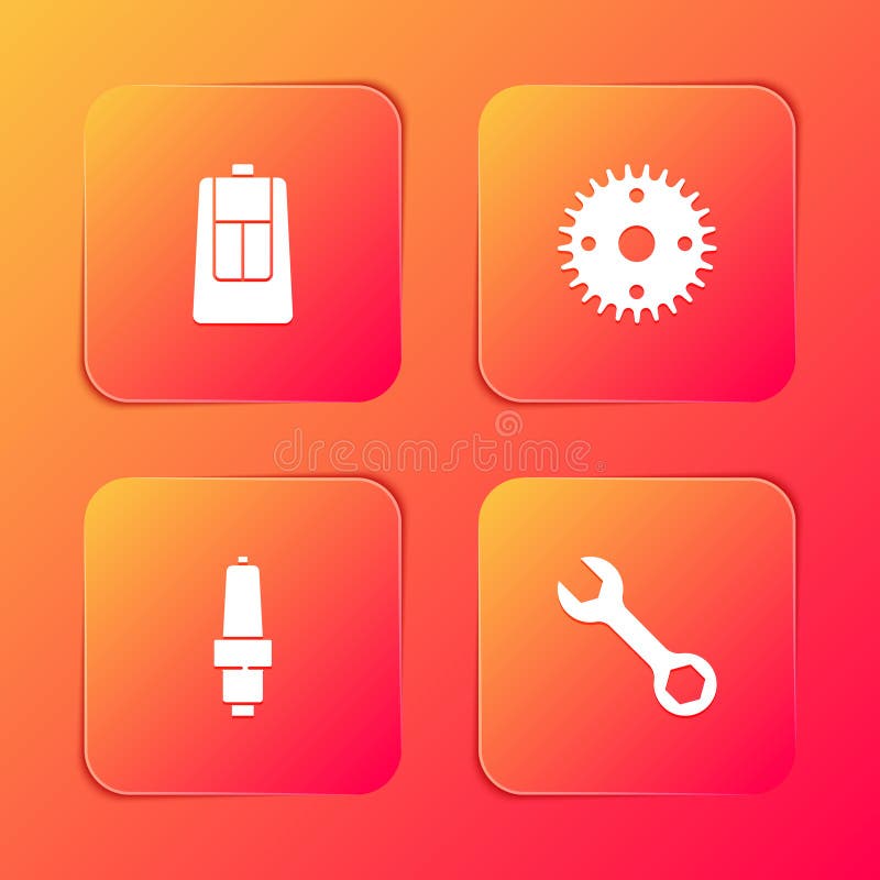 Set Car Key with Remote, Gear, Spark Plug and Wrench Spanner Icon ... Set Car Key with Remote, Gear, Spark Plug and Wrench Spanner Icon ...