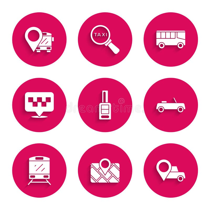 Set Location with Taxi, Car, City Map Navigation, Bus, Taxi Car Roof ...