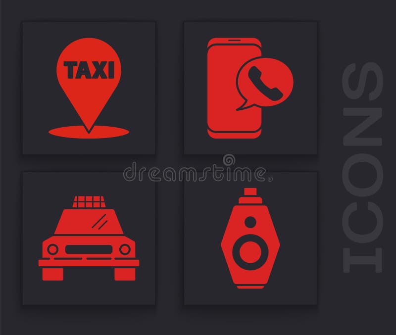 Set Car Key with Remote, Map Pointer with Taxi, Taxi Call Telephone ...