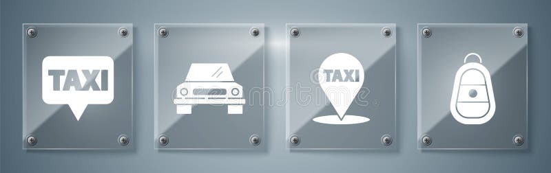 Set Car Key with Remote, Map Pointer with Taxi, Car and Map Pointer ...
