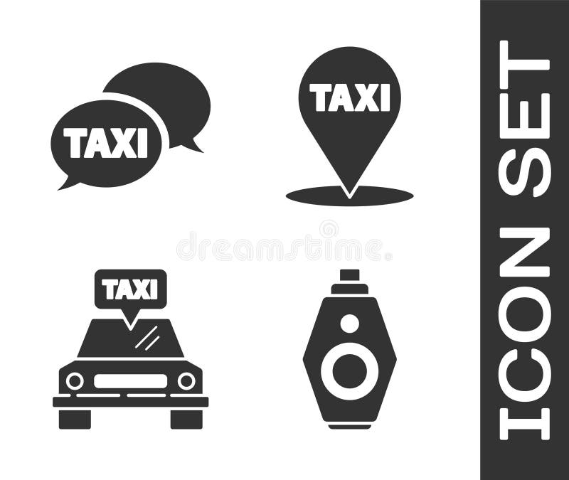 Set Car Key with Remote, Taxi Call Telephone Service, Taxi Car and Map ...