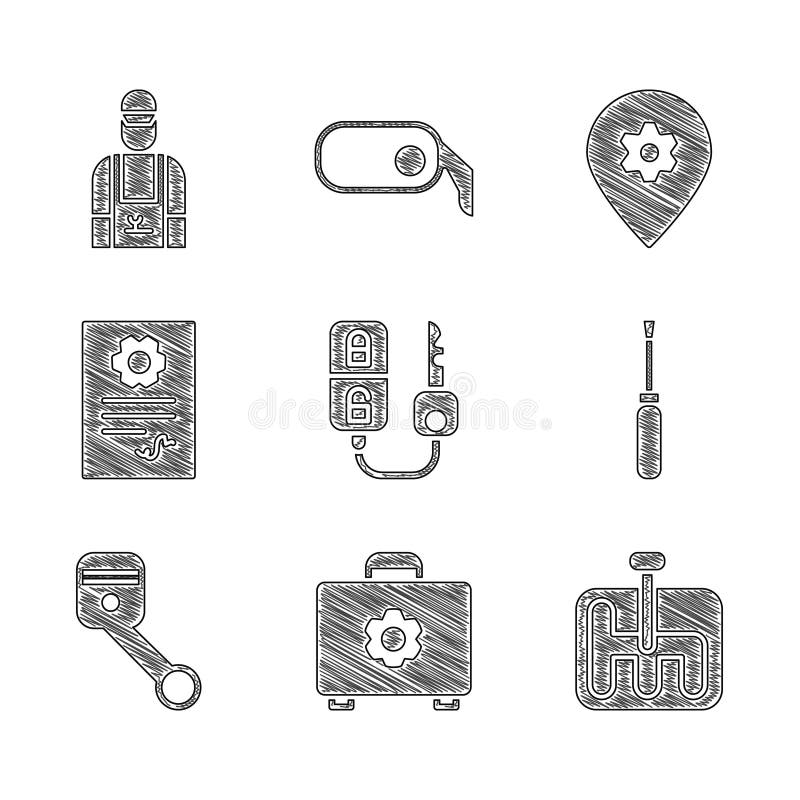 Set Car Key with Remote, Toolbox, Gear Shifter, Screwdriver, Engine ... Set Car Key with Remote, Toolbox, Gear Shifter, Screwdriver, Engine ...