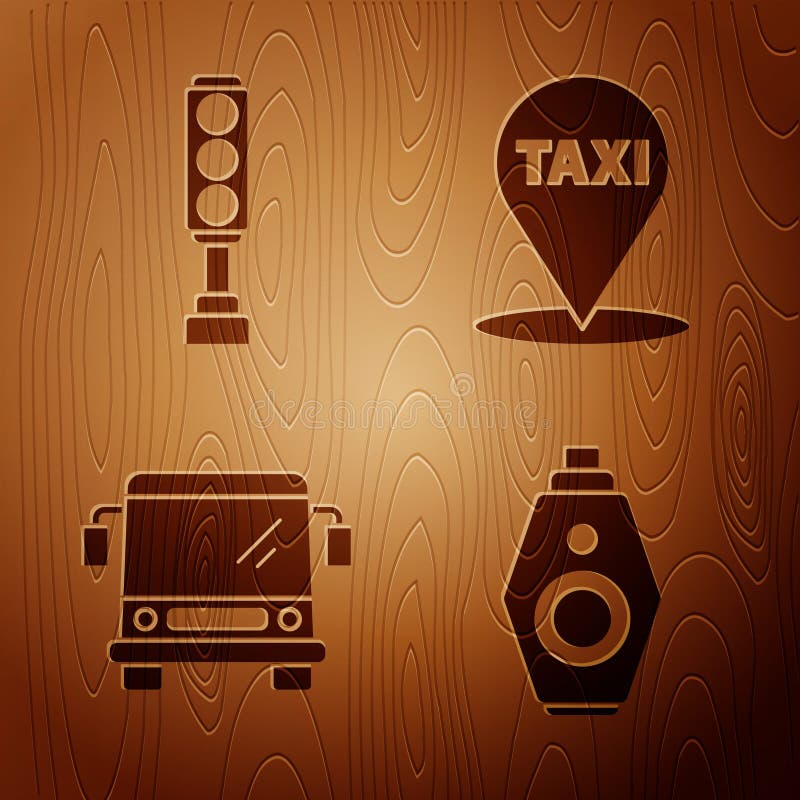 Set Car Key with Remote, Traffic Light, Bus and Map Pointer with Taxi ...
