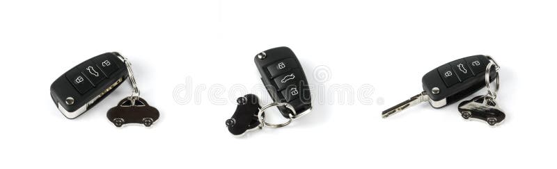 Set Car Keys and Remote Control Isolated on White Background Stock ...