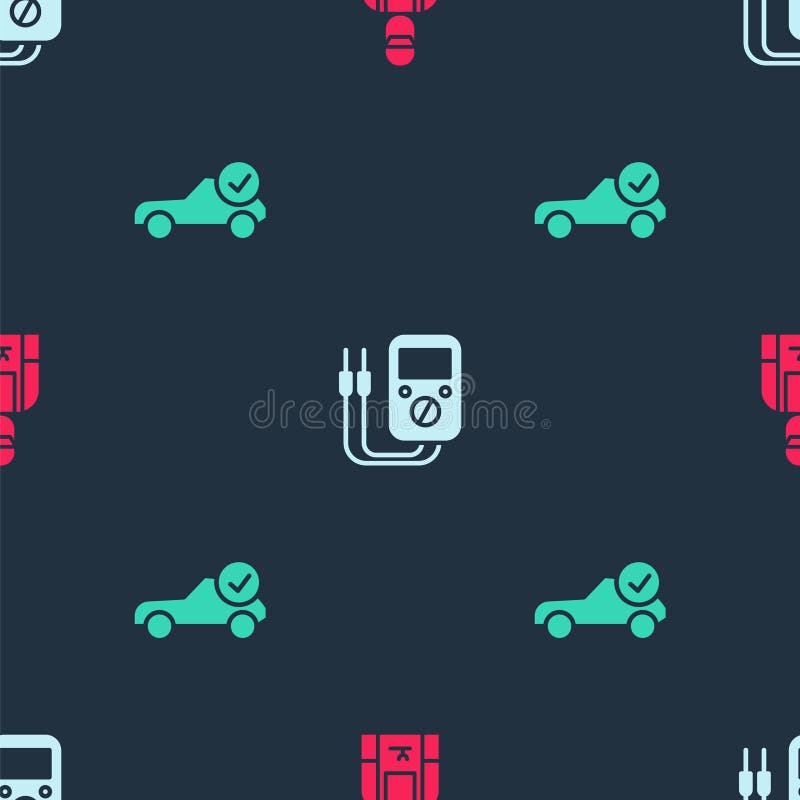 Set Car Mechanic, Multimeter and Auto Service Check Automotive on ...