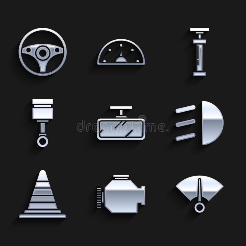 Engine Speedometer Icons Set, Cartoon Style Stock Vector - Illustration ...