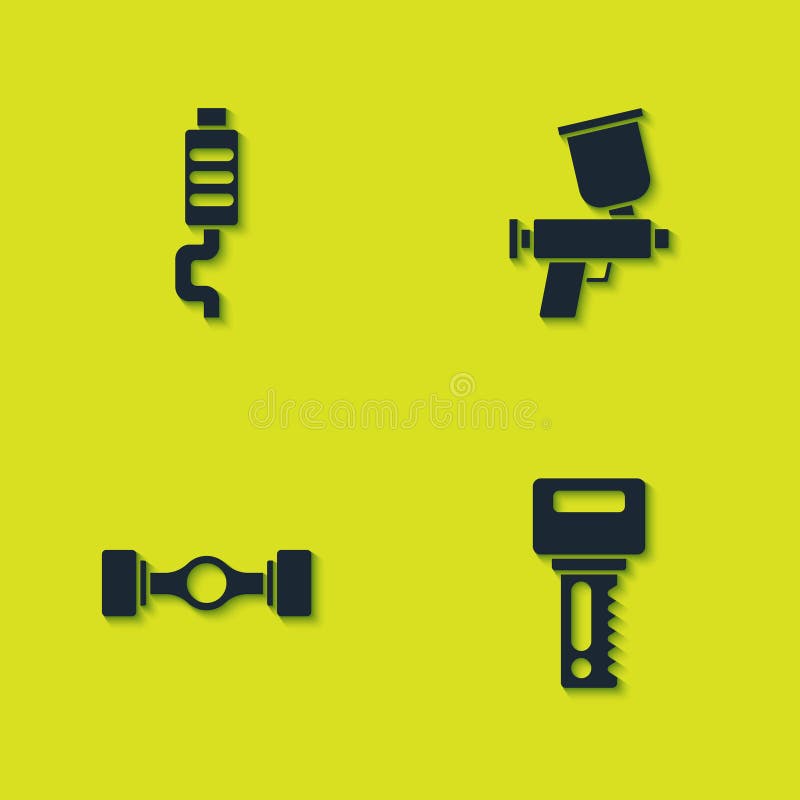 Set Car Muffler, Key with Remote, Chassis Car and Paint Spray Gun Icon ... Set Car Muffler, Key with Remote, Chassis Car and Paint Spray Gun Icon ...