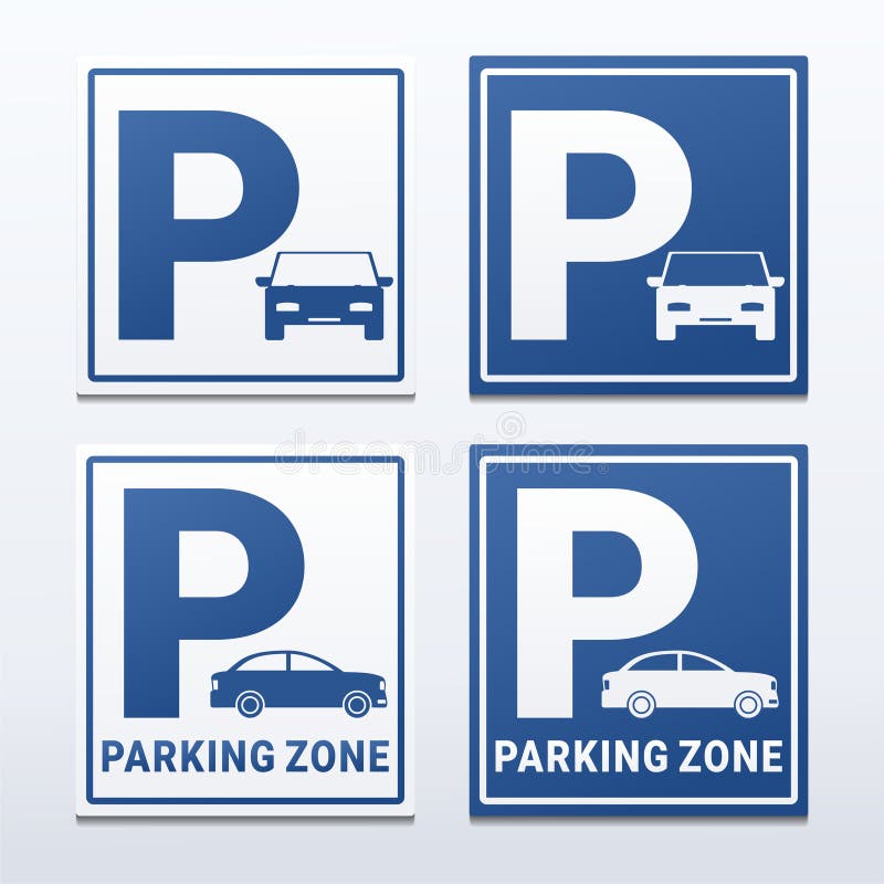 Set of Car Parking Sign. Car Parking Zone Stock Vector - Illustration ...