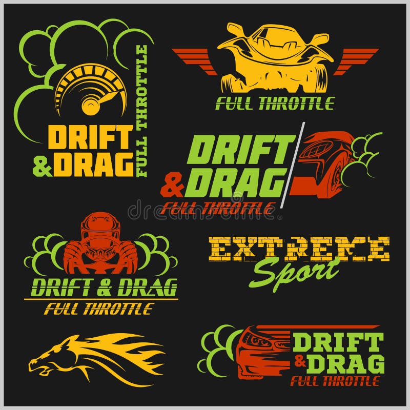 Set of Car Racing Emblems and Championship Race Vector Badges Stock ...
