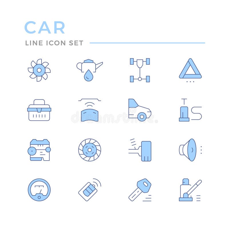 Set of Car Related Color Line Icons Stock Vector - Illustration of icon ...