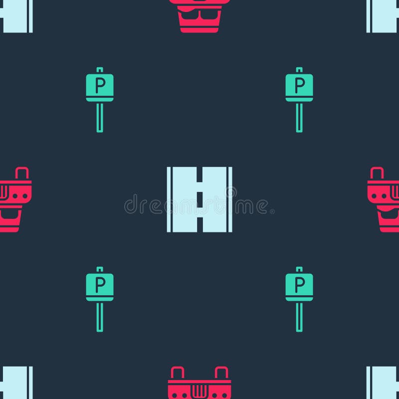 Set Car, Road and Parking on Seamless Pattern. Vector Stock Vector ...