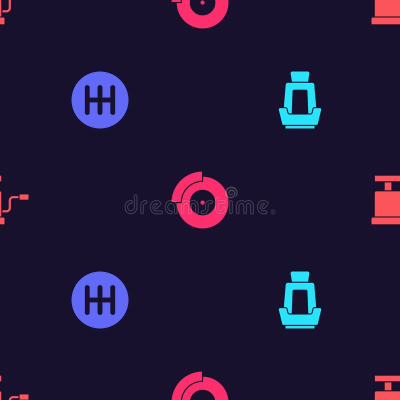 Set Car Seat, Gear Shifter, Brake Disk with Caliper and Air Pump on ...