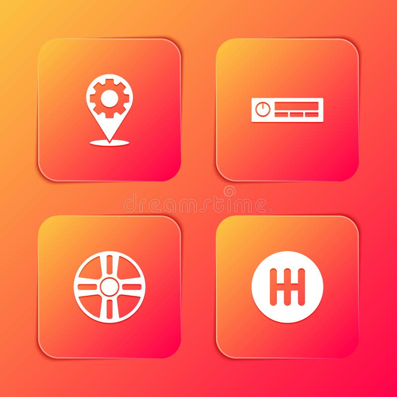 Set Car Service, Audio, Alloy Wheel and Gear Shifter Icon. Vector Stock ... Set Car Service, Audio, Alloy Wheel and Gear Shifter Icon. Vector Stock ...