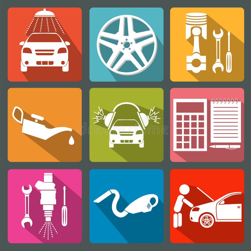 Set of car service icons stock vector. Illustration of repair - 40629243