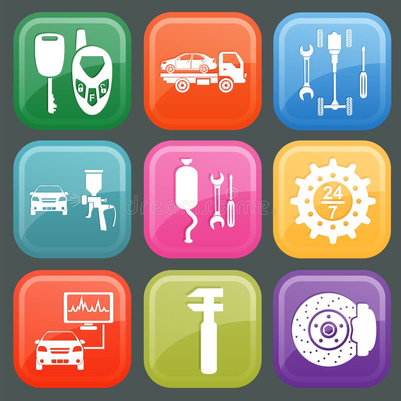 Set of car service icons stock vector. Illustration of industry - 40633235