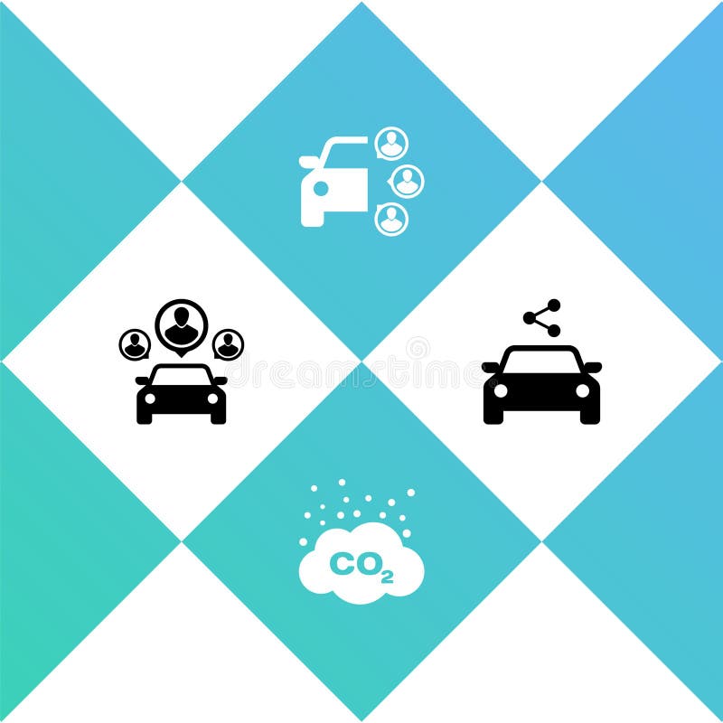 Set Car Sharing, CO2 Emissions Cloud, and Icon. Vector Stock ...