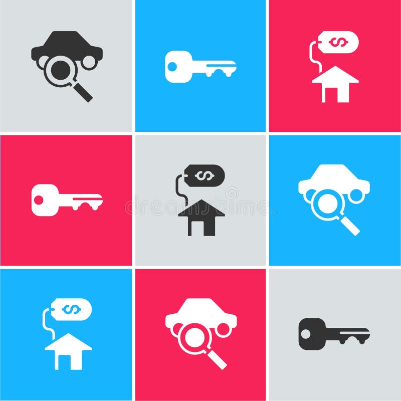 Set Car Sharing, House Key and with Dollar Icon. Vector Stock Vector ...