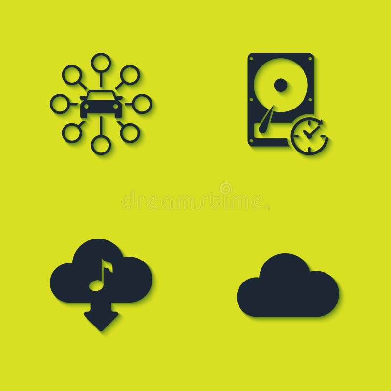 Set Cloud Download, Add New File, Printer and Ship Icon. Vector Stock ...