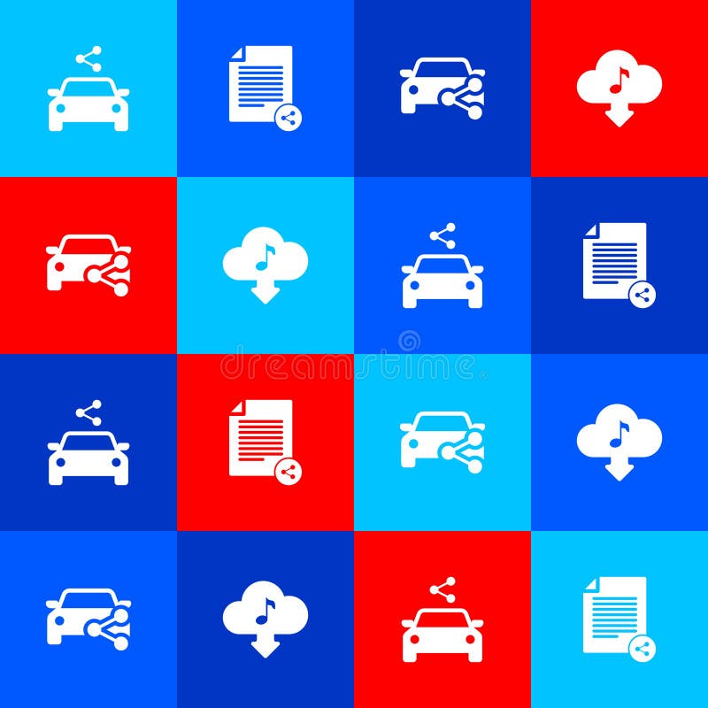 Set Car Sharing, Share File, and Cloud Download Music Icon. Vector ... Set Car Sharing, Share File, and Cloud Download Music Icon. Vector ...