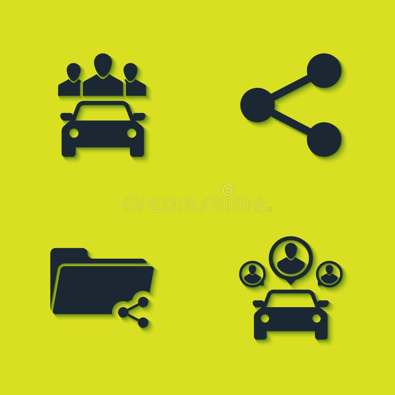 Set Car Sharing, , Share Folder and Icon. Vector Stock Vector ...