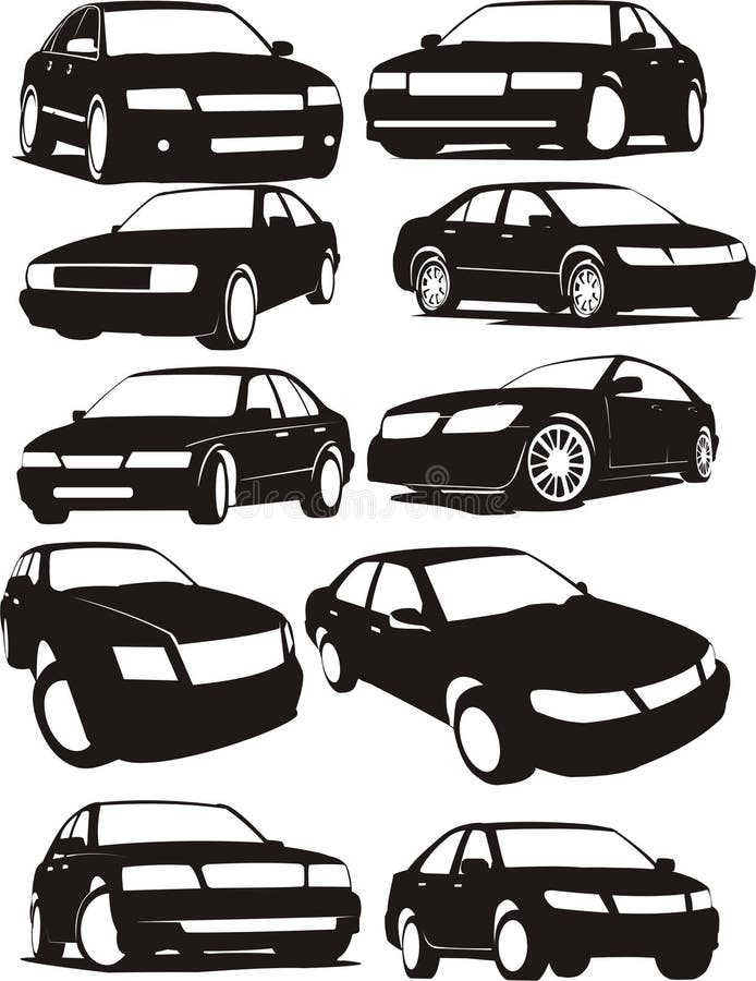 Set of car silhouettes stock vector. Image of silhoette - 15575095