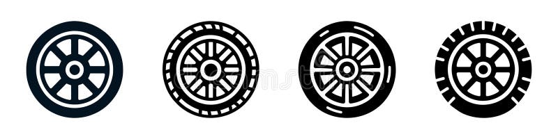Set Car Tire Icon, Flat Icon Isolated Stock Vector - Illustration of ...