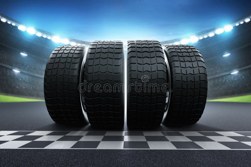 Set Car Tires on Race Track 3d Illustrations Stock Illustration ...