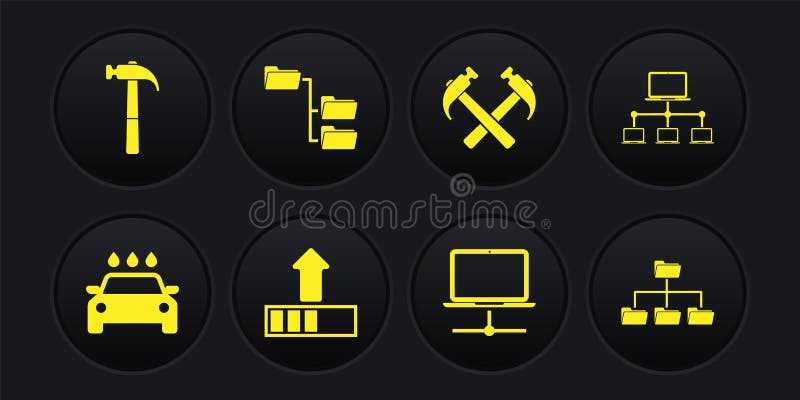 Set Car Wash, Computer Network, Loading, , Two Crossed Hammers and ... Set Car Wash, Computer Network, Loading, , Two Crossed Hammers and ...
