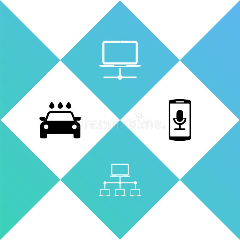 Set Car Wash, Computer Network, and Mobile Recording Icon. Vector Stock ...