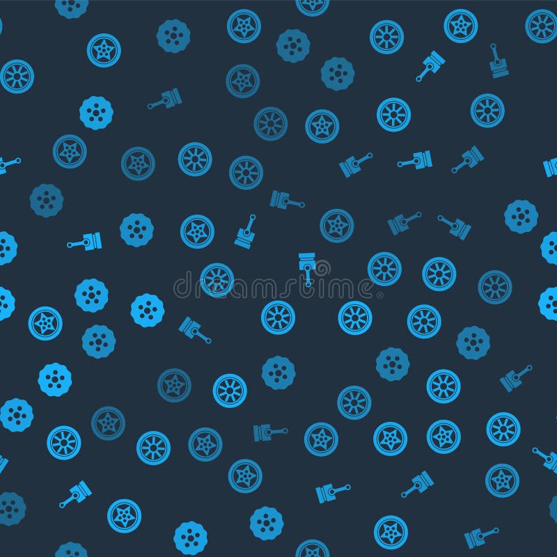 Set Car Wheel, , Engine Piston and Gear on Seamless Pattern. Vector ...