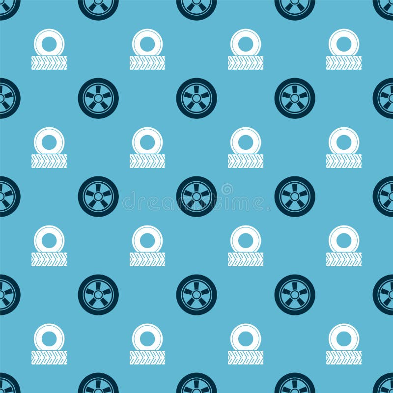 Set Car Wheel and Car Wheel on Seamless Pattern. Vector Stock Vector ...