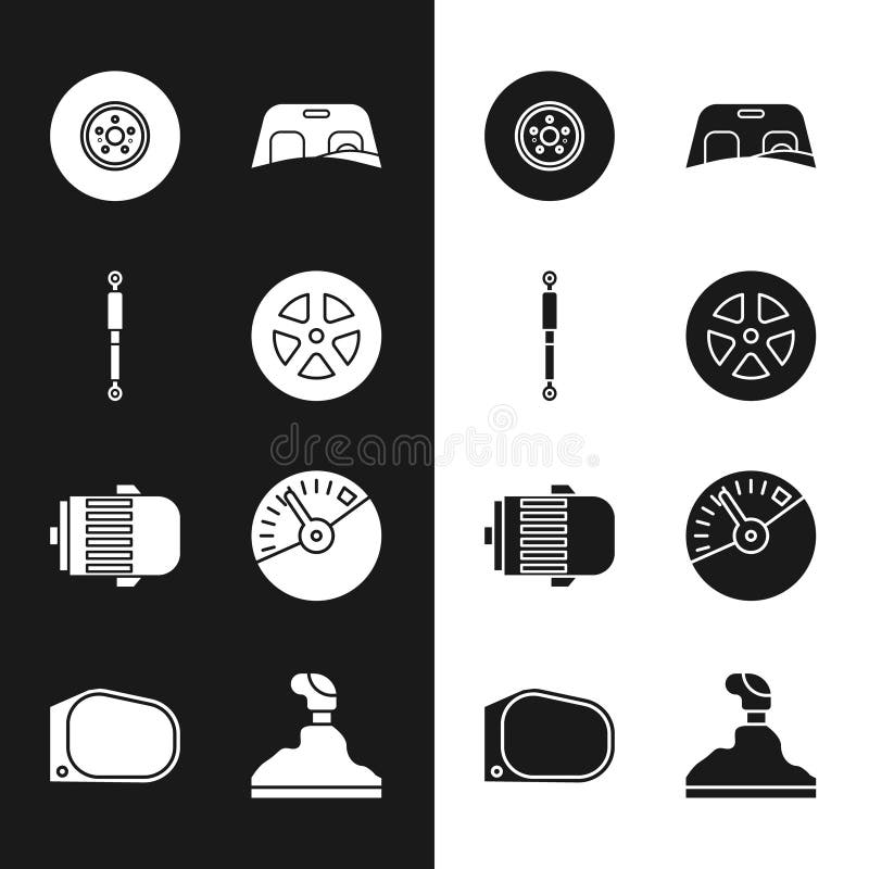 Set Car Wheel, Shock Absorber, Brake Disk, Windscreen, Electric Engine ... Set Car Wheel, Shock Absorber, Brake Disk, Windscreen, Electric Engine ...