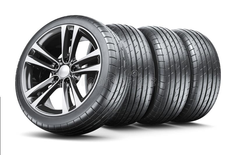 A Set of Car Wheels. 3D Render Stock Illustration - Illustration of ...