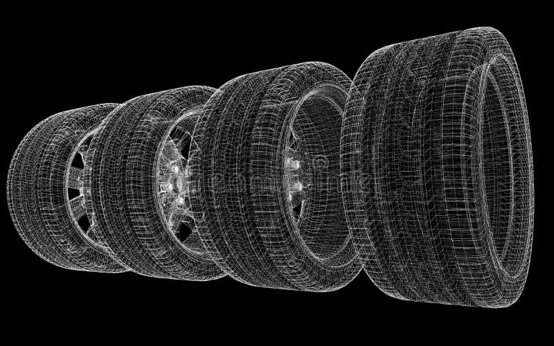 Set of car wheels stock photo. Image of dimensional, shot - 50439508