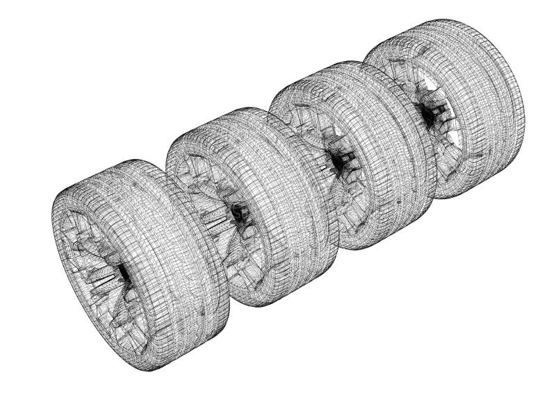 Set of car wheels stock photo. Image of light, diminishing - 50653184