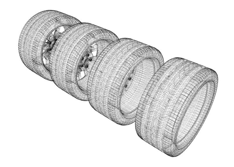 Set of car wheels stock image. Image of diminishing, rubber - 50653295