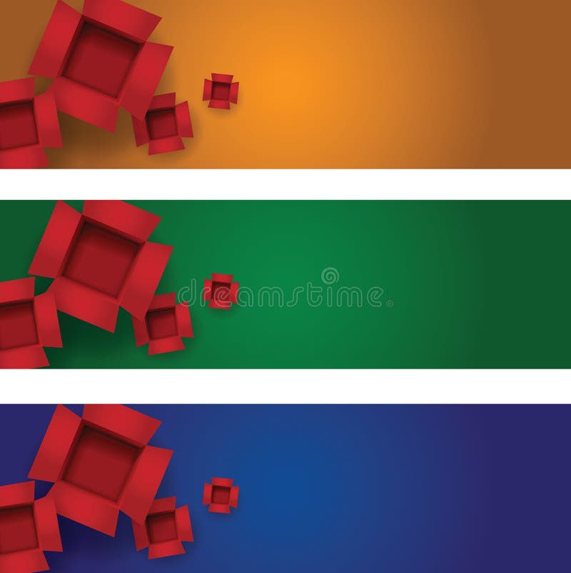 Set of Card Board Box Banners Stock Illustration - Illustration of ...