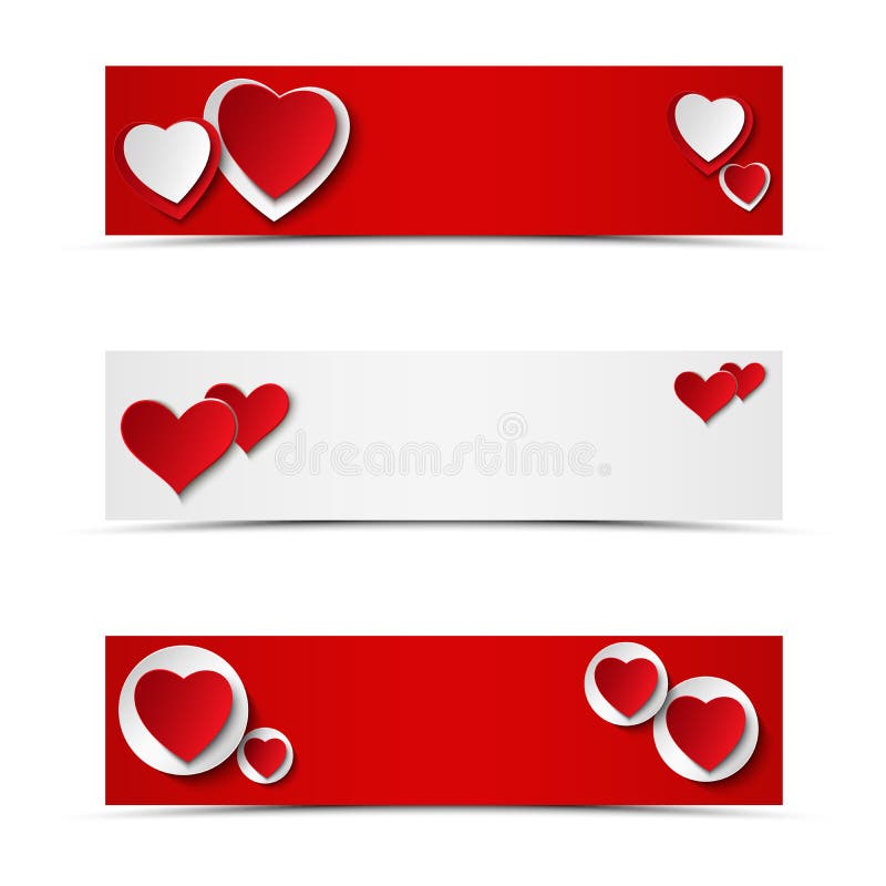 Set of Card Headers or Banners with Hearts Stock Vector - Illustration ...