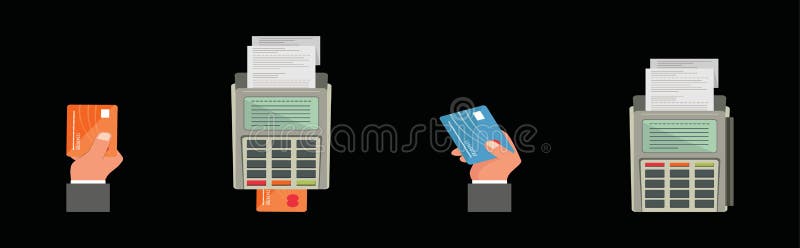Set Of Card Reader Cartoon Icon Design Template With Various Models ...