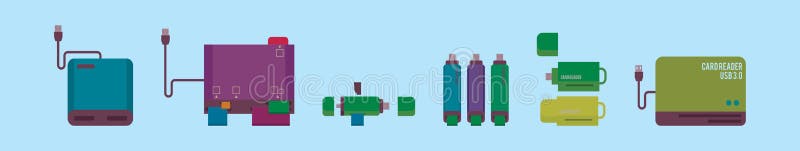 Set of Card Reader Cartoon Icon Design Template with Various Models ...