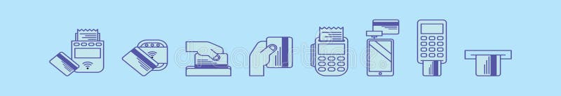 Set of Card Reader Cartoon Icon Design Template with Various Models ...