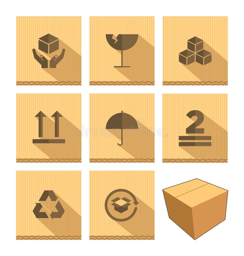 Set of Cardboard Box Icon stock vector. Illustration of isolated - 42216016