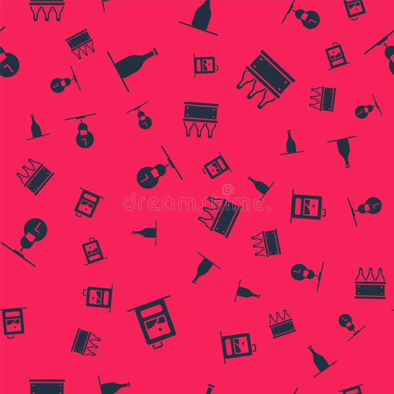 Set Cardboard Box of Wine, Bottle, Wine Time and Bottles on Seamless ...