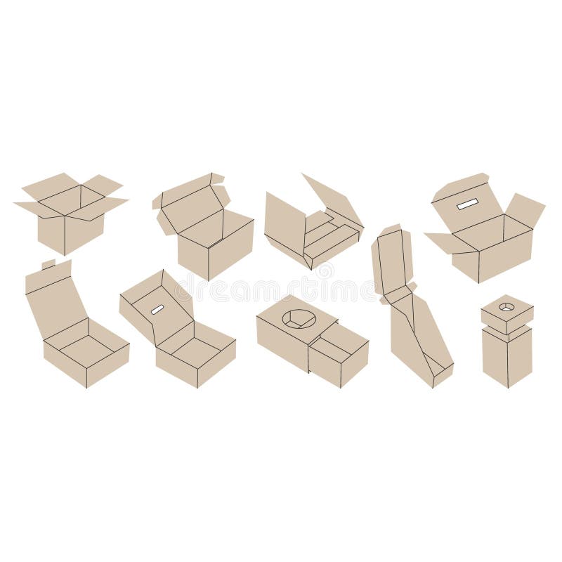Set of Cardboard Boxes with Different Shape Size Construction. Shopping ...