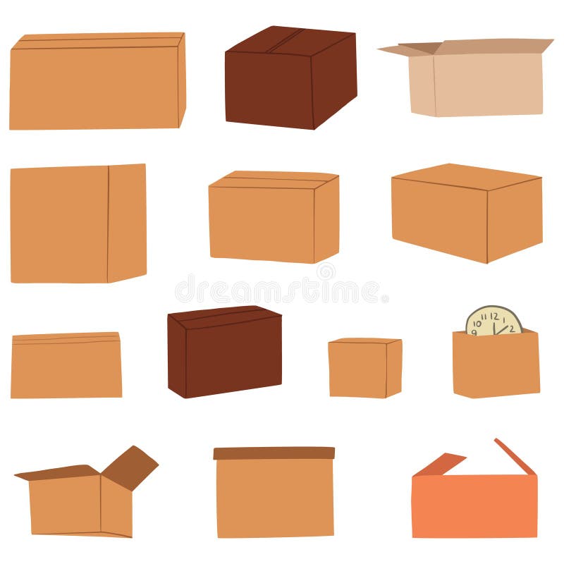 Stuff Packed in Carton Packages for Relocation and Moving Stock Vector ...