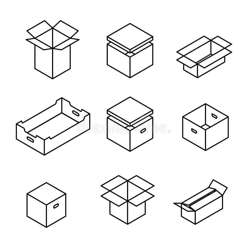 Stack Boxes Outline Stock Illustrations – 799 Stack Boxes Outline Stock ...