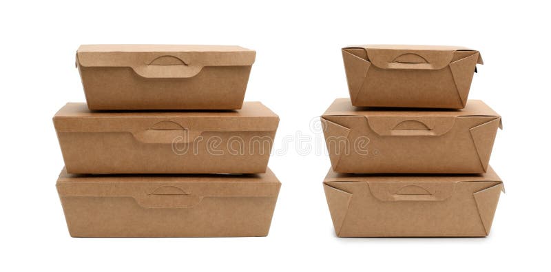 A Set of Cardboard Containers for Transferring Food on a White ...