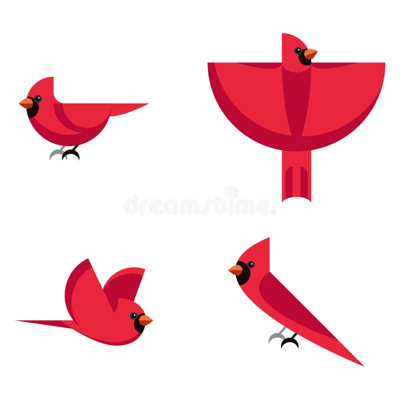 Set of Red Cardinal Bird Logo Icon Designs. Vector Illustration Stock ...